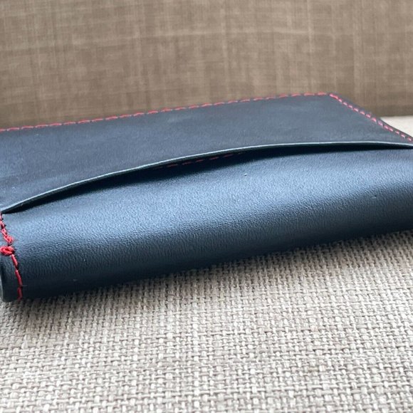 Bags | Handmade Card Holder Black Genuine Leather Bifold Small Wallet ...